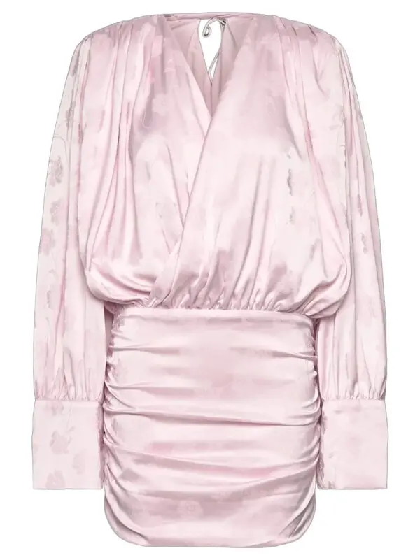 ROTATE BY BIRGER CHRISTENSEN Floral Jacquard Ruched Mini Dress - Pink