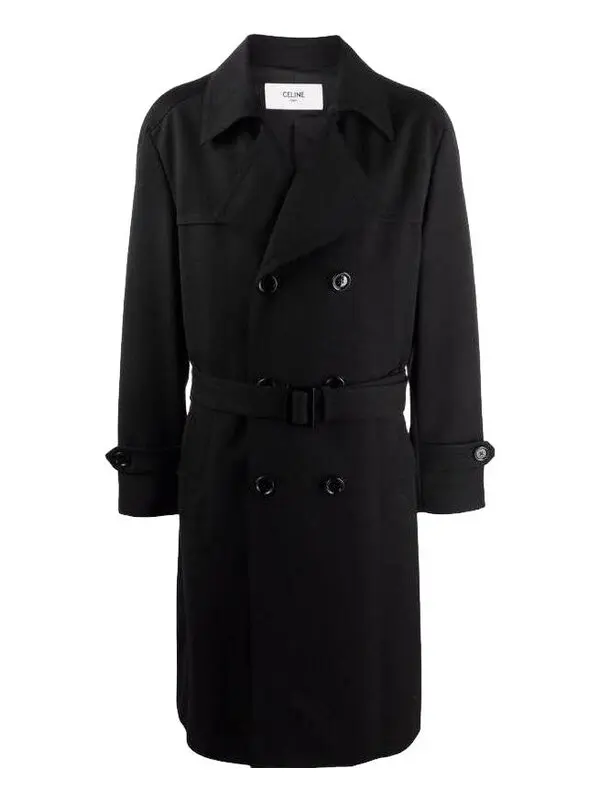 Celine Oversized Trench Coat In Japanese Gabardine - Black