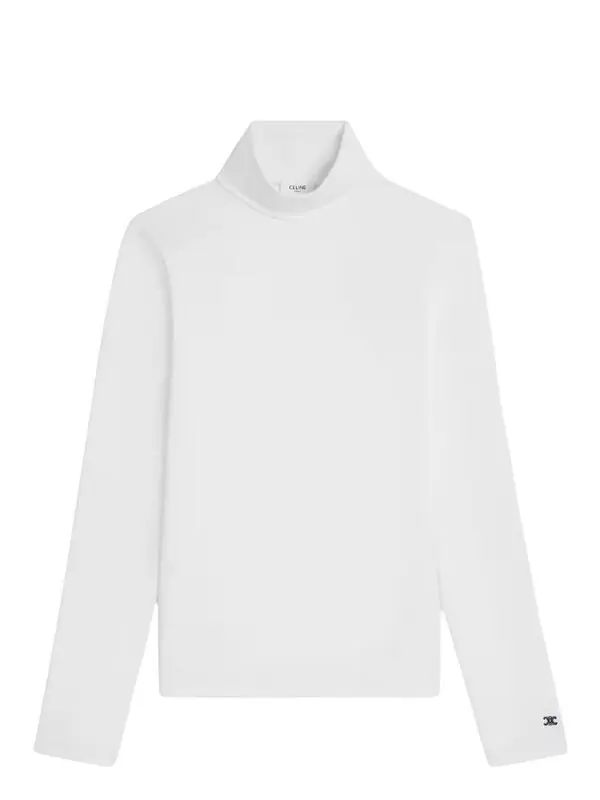 Celine High Neck Top In Athletic Cotton Jersey - Optical White