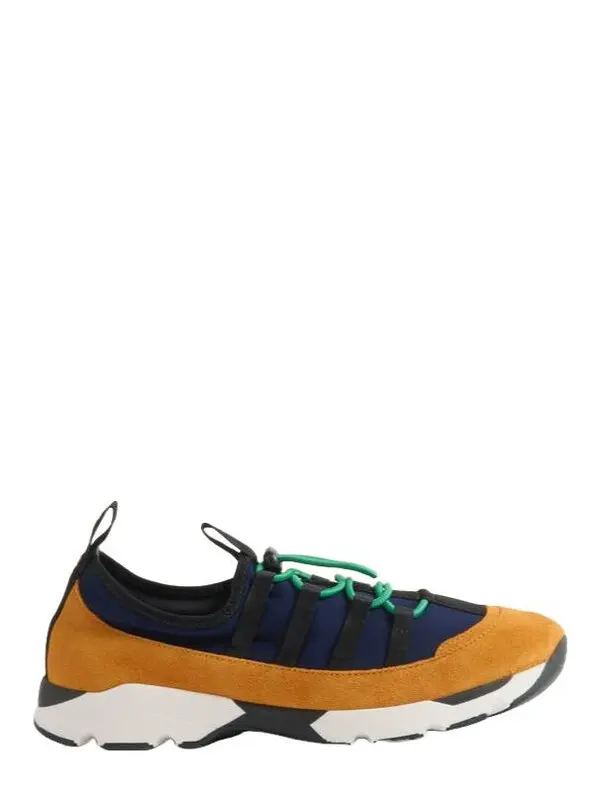 Marni Logo Printed Lace-up Sports Sneaker - Blue/pumpkin Color