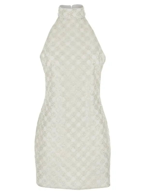 ROTATE BY BIRGER CHRISTENSEN Sequinned Halterneck Dress - White