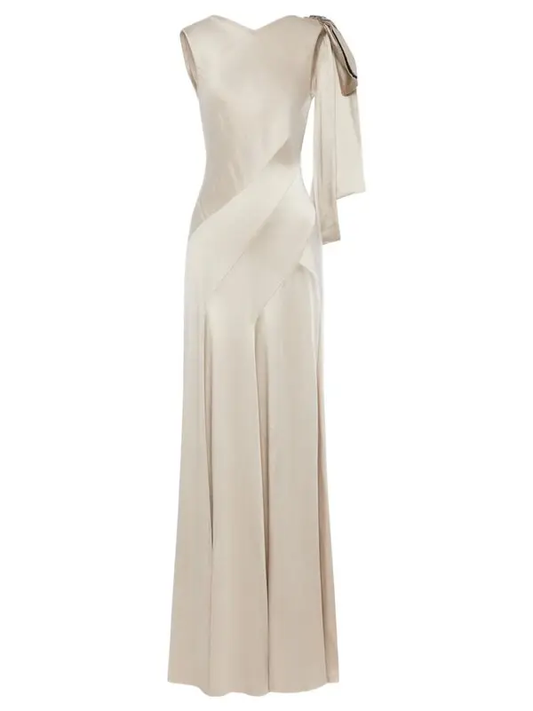 MAISON MARGIELA Hammered Satin Asymmetrical Evening Gown - Gold