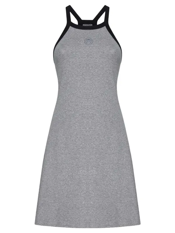 MARINE SERRE Ribbed Knit Sleeveless Dress With Moon Logo Embroidery - Gray