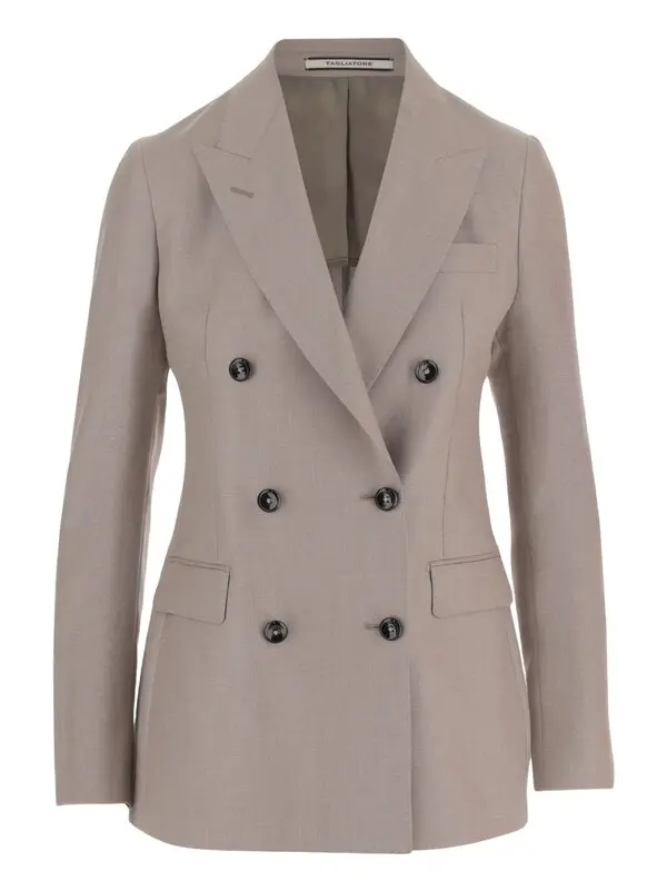 Tagliatore V-neck Double-breasted Blazer - Nude