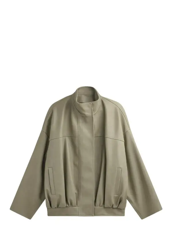 THE FRANKIE SHOP Veren Faux Leather Bomber Jacket - Sage Green