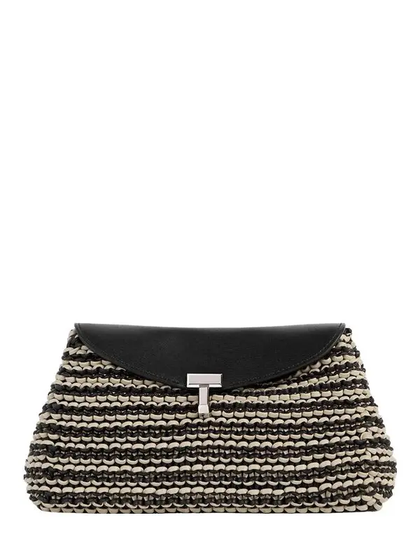 TOTEME Mini T-lock Woven Clutch Bag - Black/sand