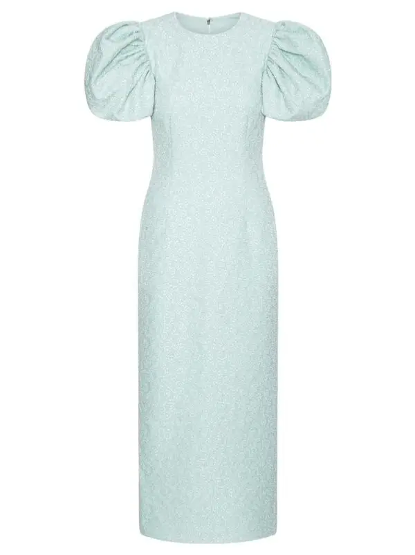ROTATE BY BIRGER CHRISTENSEN Puff Sleeve Embossed Dress - Light Blue