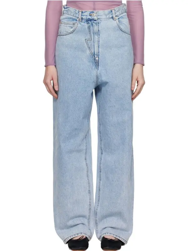 PUSHBUTTON Light Wash Cutout Waistband Jeans - Light Blue
