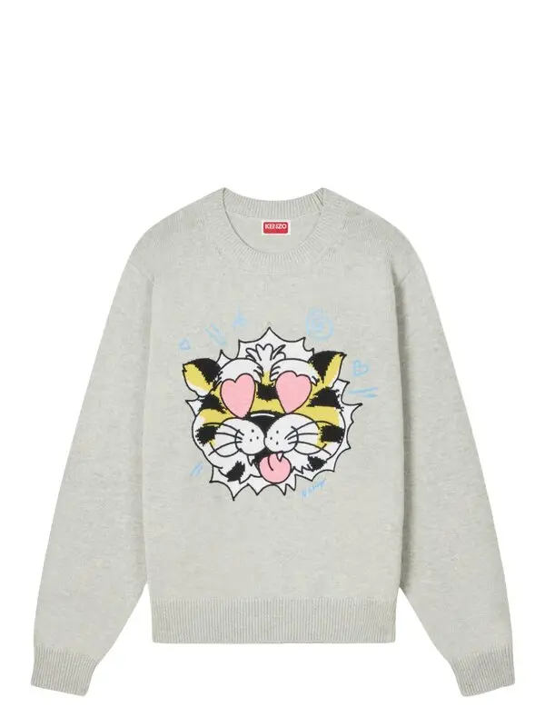 Kenzo Wild Tiger Knitted Jumper - Light Gray