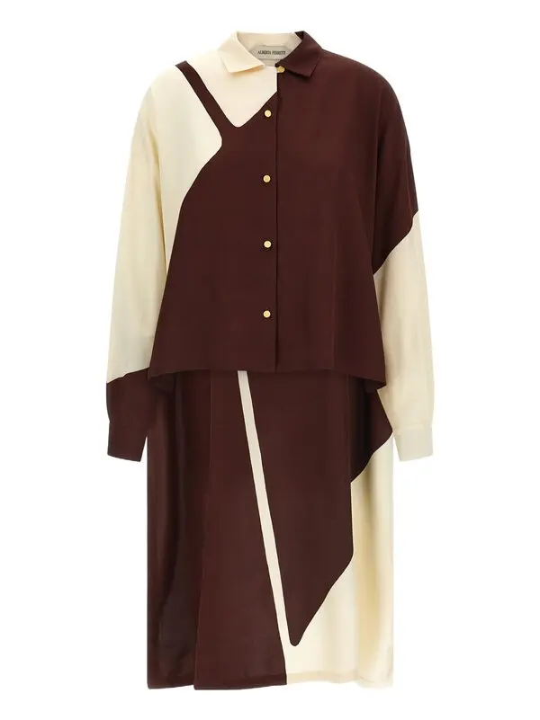 Alberta Ferretti Color-block Asymmetric Shirt - Brown
