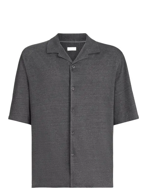 Brunello Cucinelli Camp Collar Short Sleeve Shirt - Black