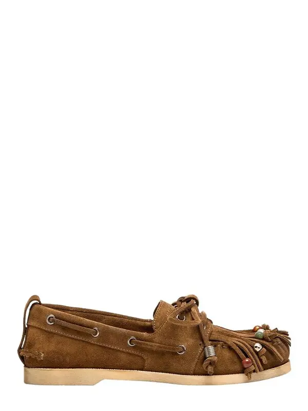 GOLDEN GOOSE Beaded Boat Flat - Khaki