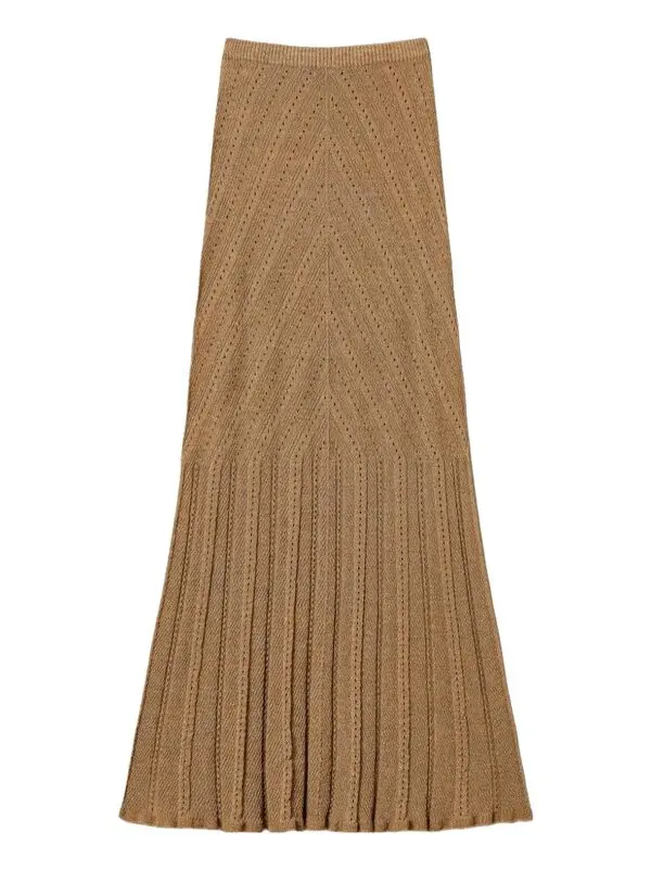TWINSET Pointelle Knit Maxi Skirt - Brown