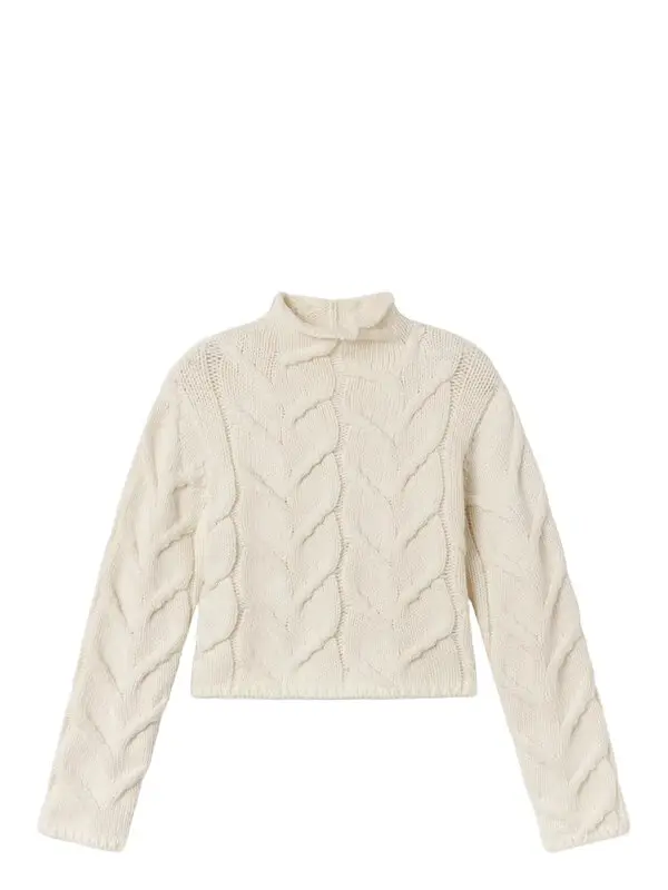 FRAME Cable-knit Roll-neck Sweater - White