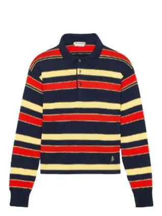 J.W.ANDERSON Jw Anderson Knitted Striped Rugby Polo Top - Navy