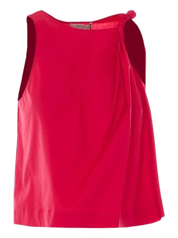 TWINSET Ruched Sleeveless Top - Red