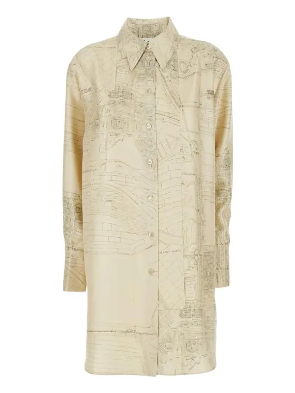 RÓHE All Over Print Regular Fit Shirt - Beige