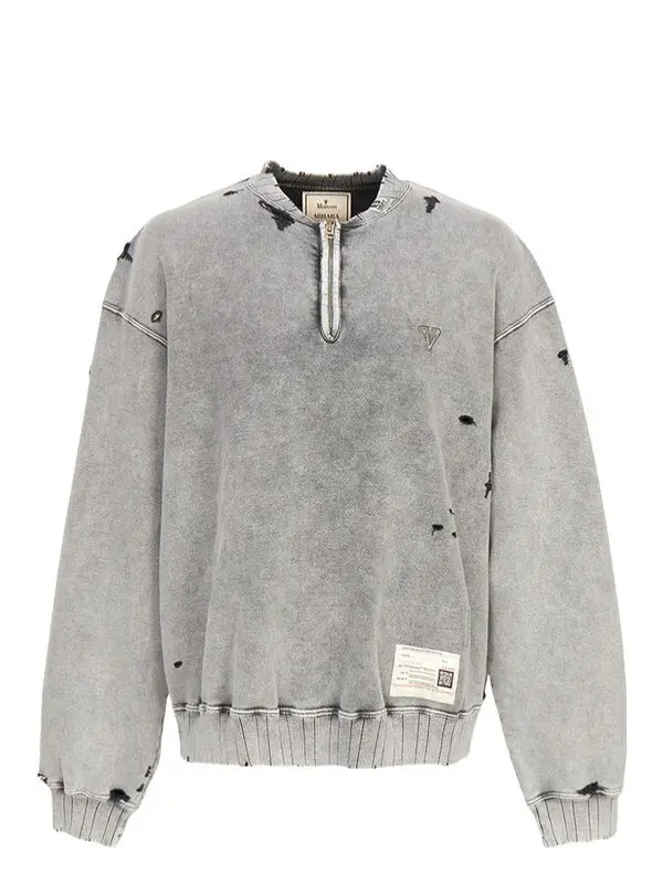 Mihara Yasuhiro Bleached Half Zip Pullover - Grey