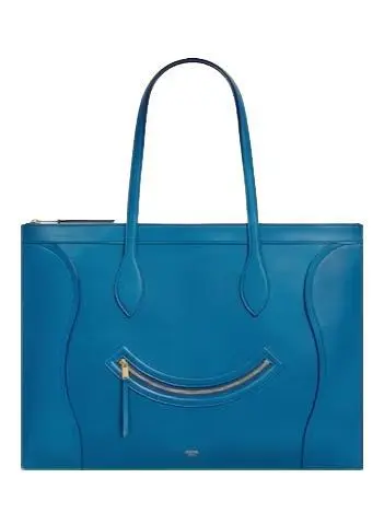 Celine Flat Luggage In Glossy Calfskin - Blue