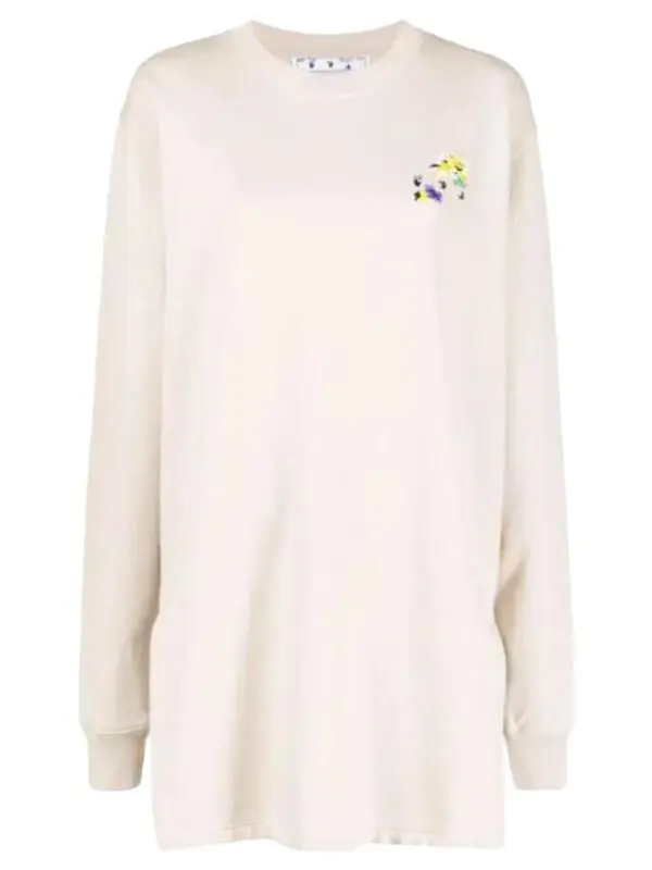 Off-White Floral Arrows" Sweater Dress - White