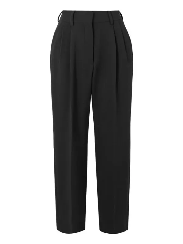 BLAZÉ MILANO High-waisted Pleated Wool Trousers - Black
