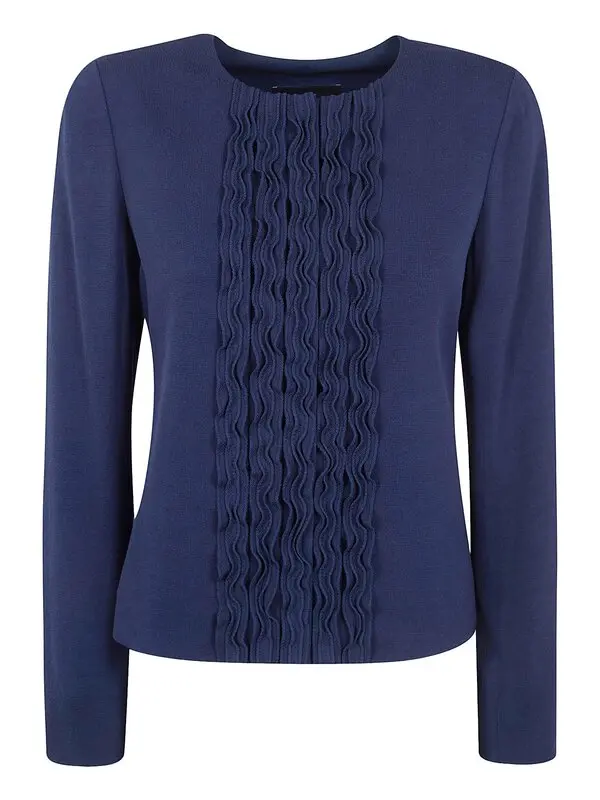 Emporio Armani Ruffled Crewneck Jacket - Blue