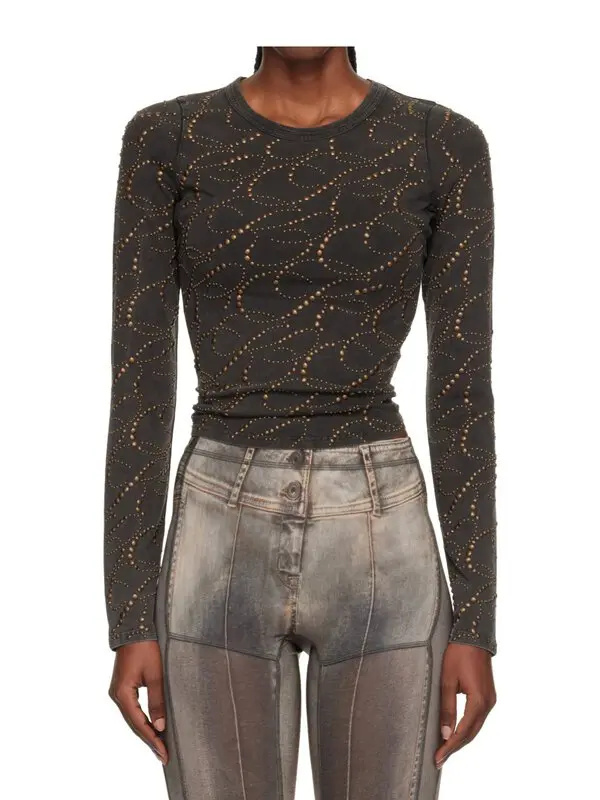 KNWLS Embellished Long Sleeve Top - Black