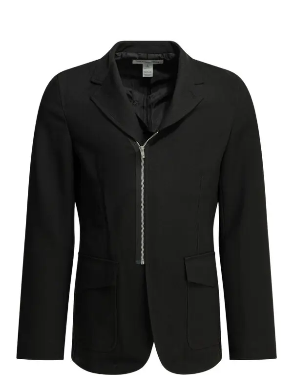 Comme Des Garçons Zip-up Notched Lapel Jacket - Black