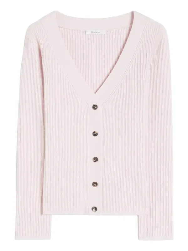 Max Mara V-neck Ribbed Cardigan With Flared Buttons - Pink