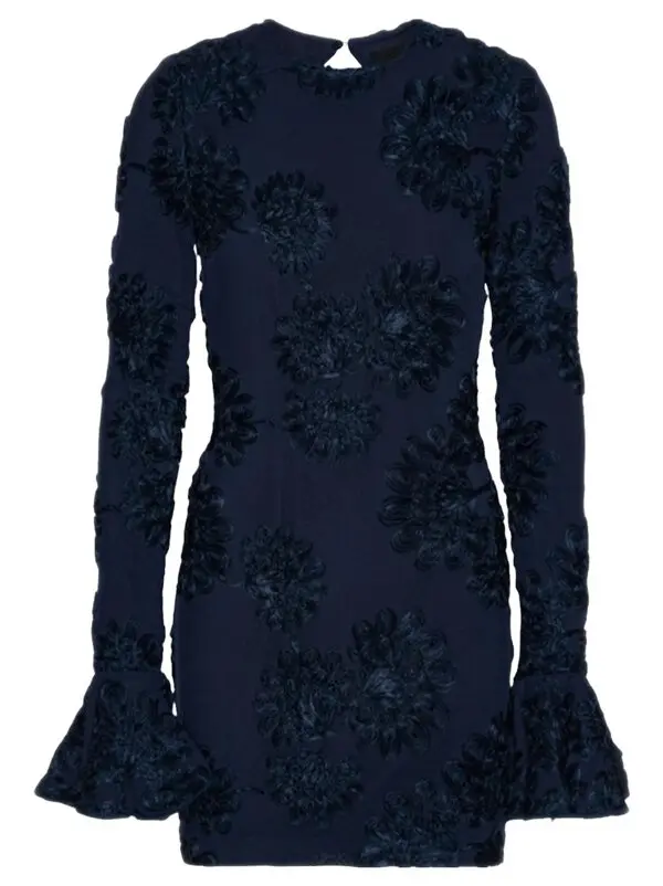 ROTATE BY BIRGER CHRISTENSEN 3d Floral Mesh Mini Dress - Black