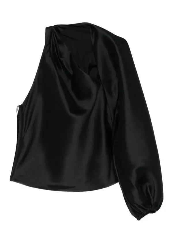 SELF-PORTRAIT One-shoulder Draped Top - Black
