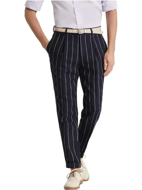 Brunello Cucinelli Striped Trousers - Navy Blue