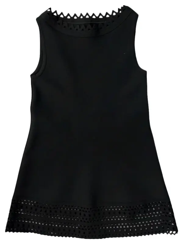 Alaïa Sleeveless Round Neck Dress With Cutout Hem - Black