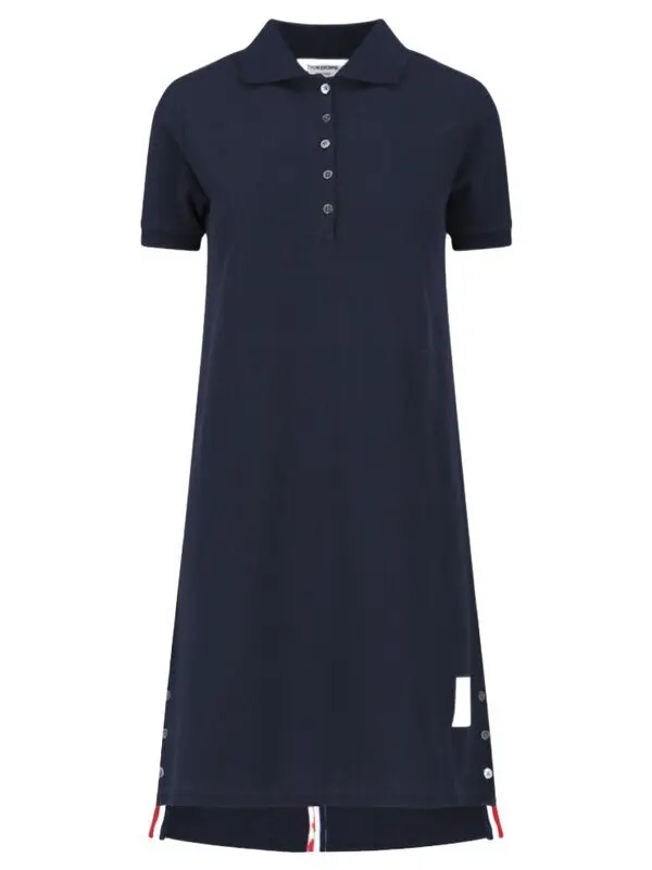 Thom Browne Rwb Stripe Detail Polo Shirt Dress - Navy Blue