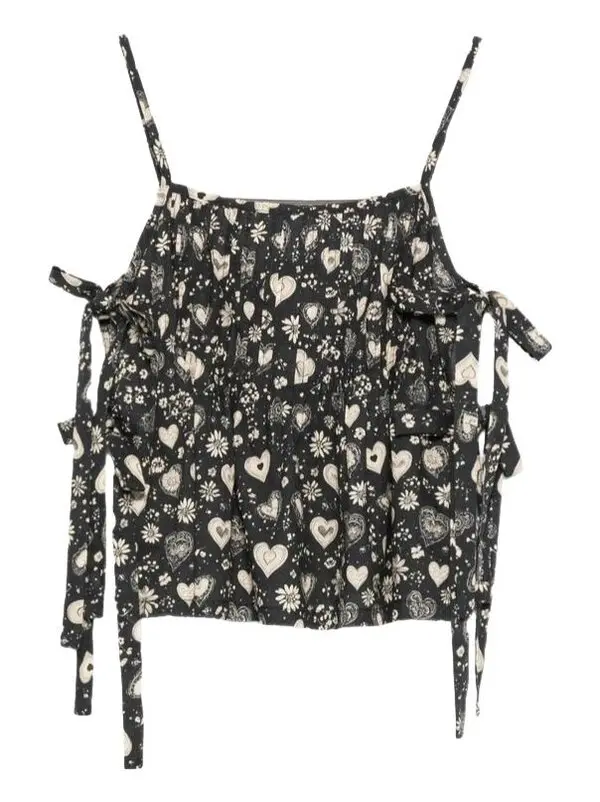 R13 Printed Floral Vest - Black