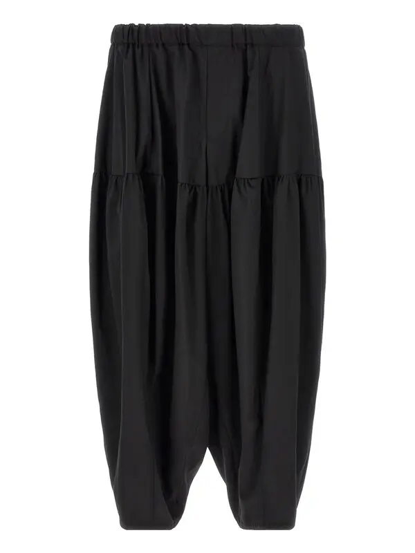Comme Des Garçons Elasticated Waist Trousers With Rolled Hem - Black