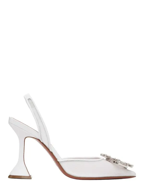 Amina Muaddi Pointed Toe Slingback High-heeled Sandals - White