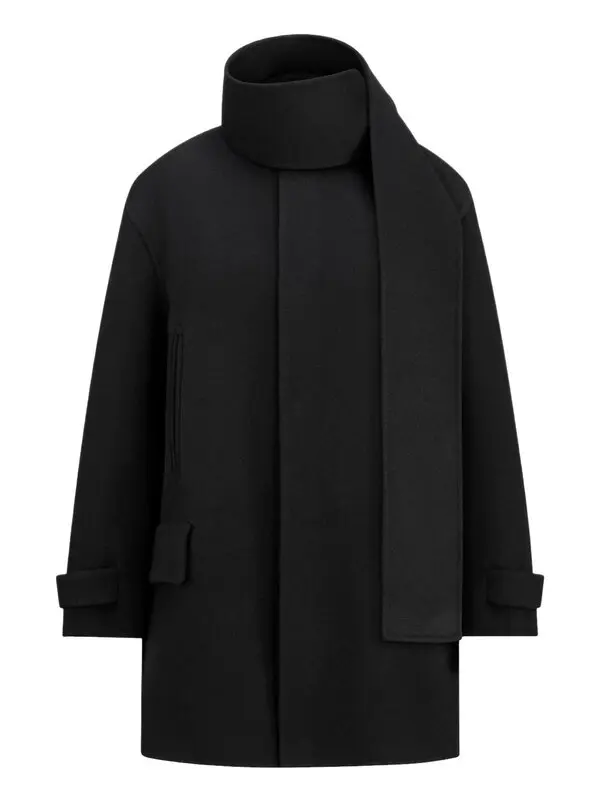 Dior Long-sleeved Coat With Scarf Collar - Black