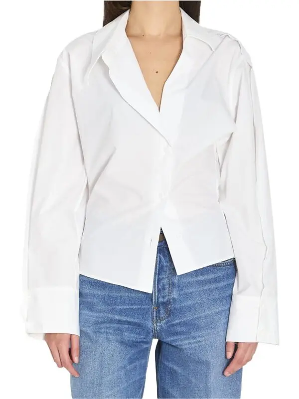 Attico Asymmetrical V-neck Shirt - White
