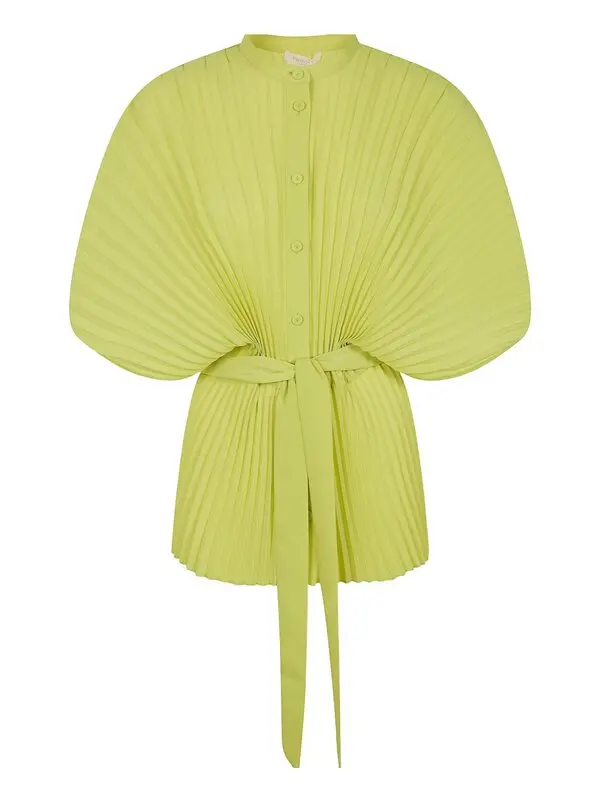 TWINSET Pleated Crêpe De Chine Shirt With Waist Tie - Green