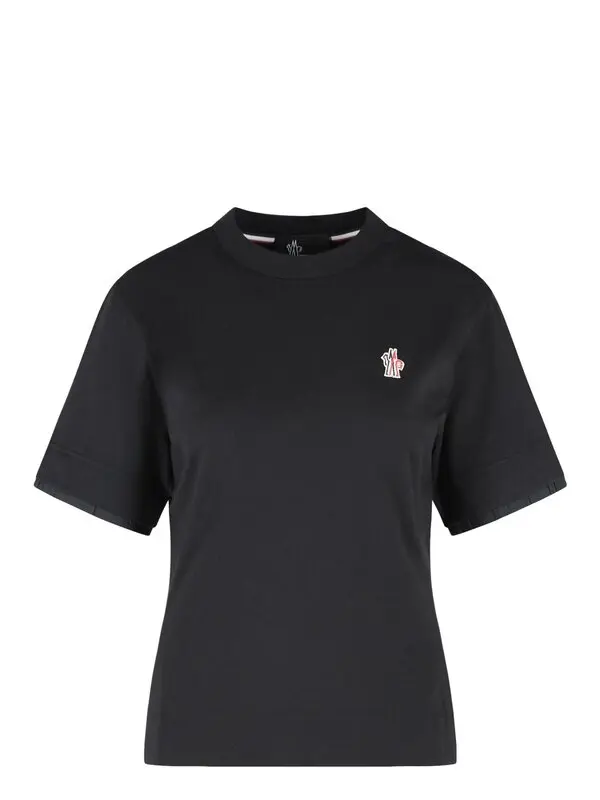 Moncler Cotton T-shirt With Logo Patch - Black