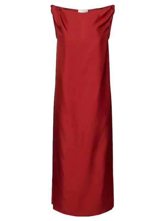 Loulou De Saison Sleeveless Draped Silk Midi Dress - Red