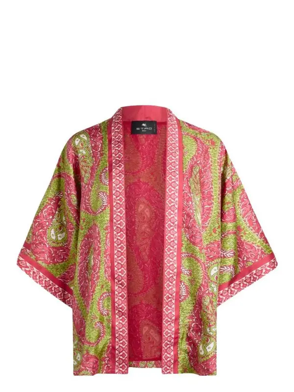 Etro Paisley Foliage Motif Twill Kesa - Pink