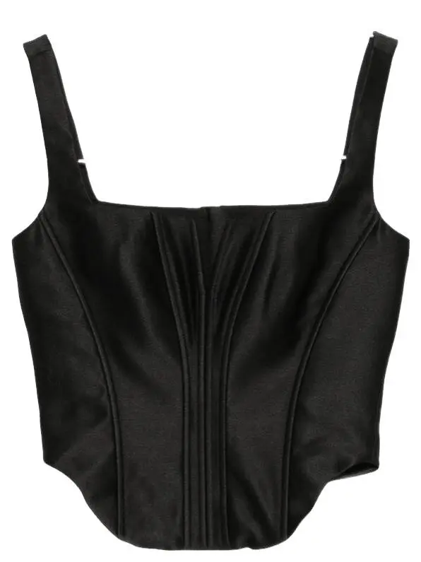 SELF-PORTRAIT Taffeta Corset Top - Black