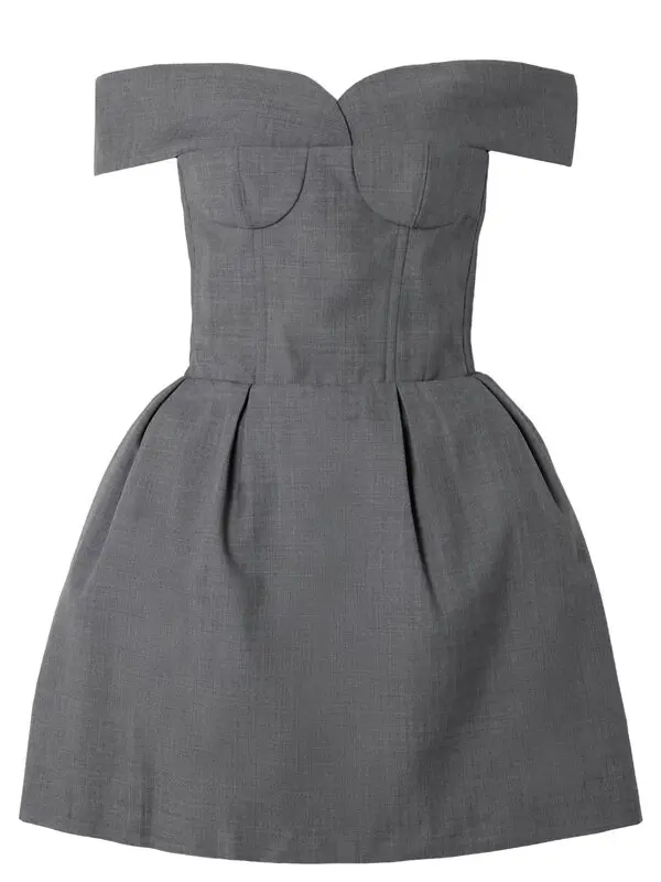 SHUSHU/TONG Off-shoulder Pleated Dress - Black
