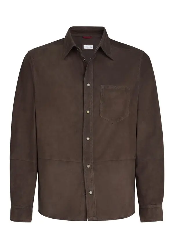 Brunello Cucinelli Long-sleeved Press-stud Shirt Jacket - Black