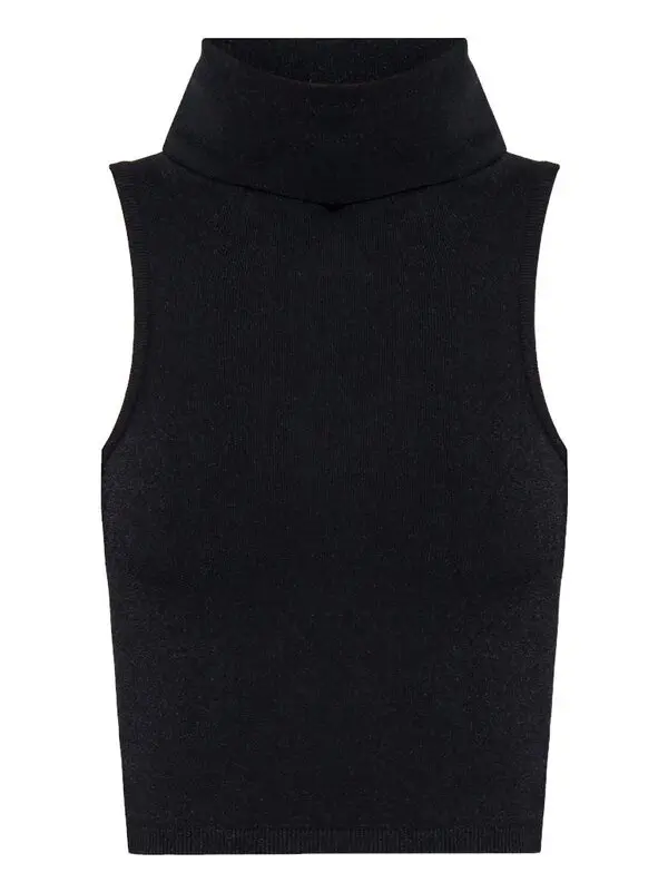 Alaïa Hooded Knit Crop Top - Black