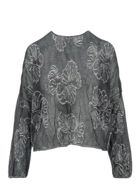 Emporio Armani Two-tone Floral Motif Jacquard Jumper - Gray