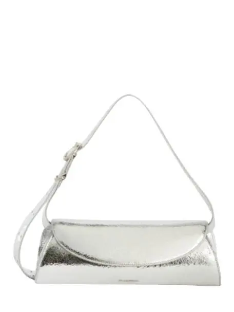 JIL SANDER Cannolo Crackled Foldover Clutch Bag - Atlantic Deep