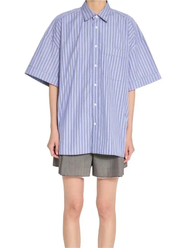 NACKIYE Striped Pocket Shirt - Blue
